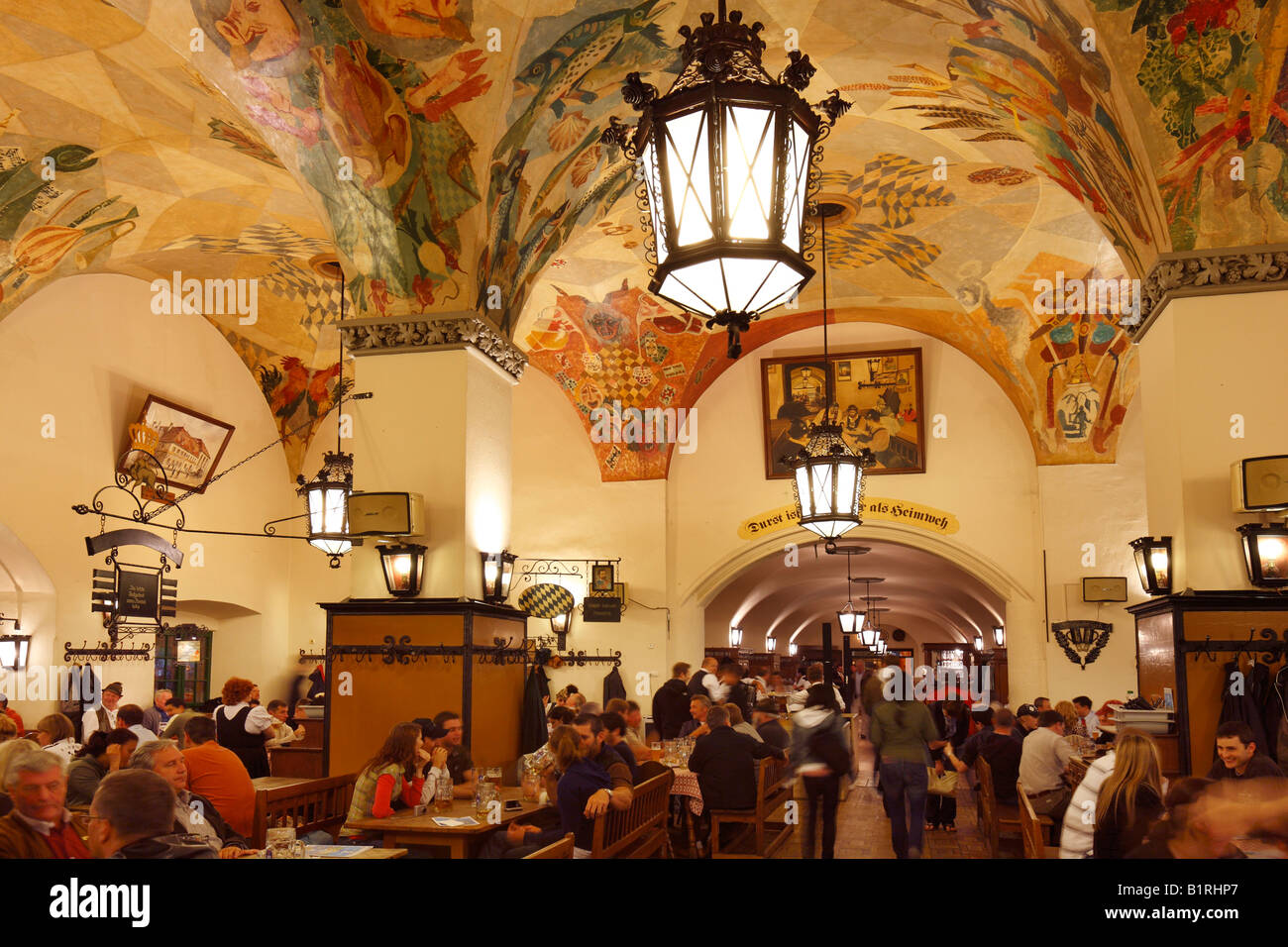 Interior of the Hofbraeuhaus, Royal Court Brewery, Munich, Bavaria ...