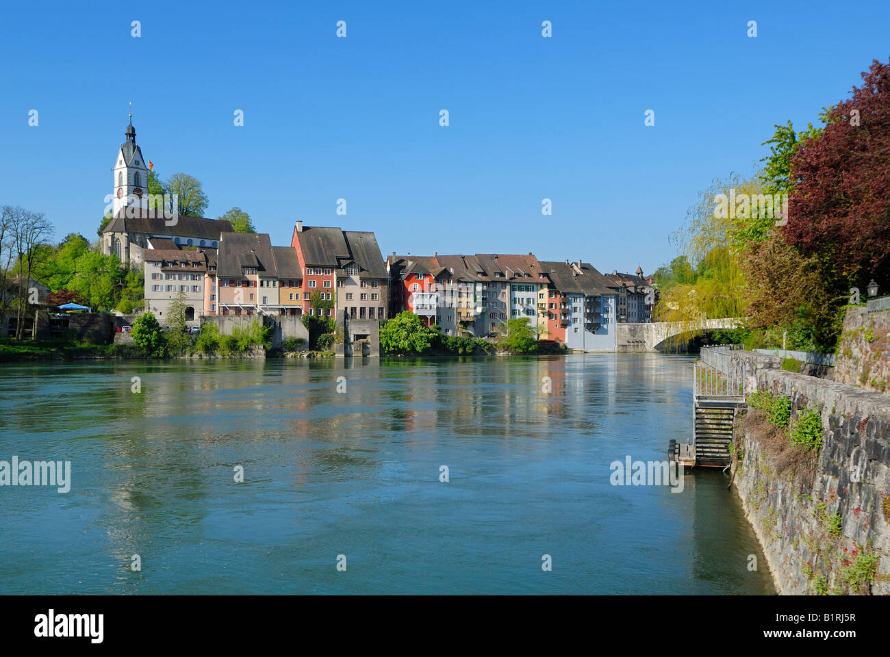 Historic centre of Laufenburg on the Rhine River, Baden-Wuerttemberg ...