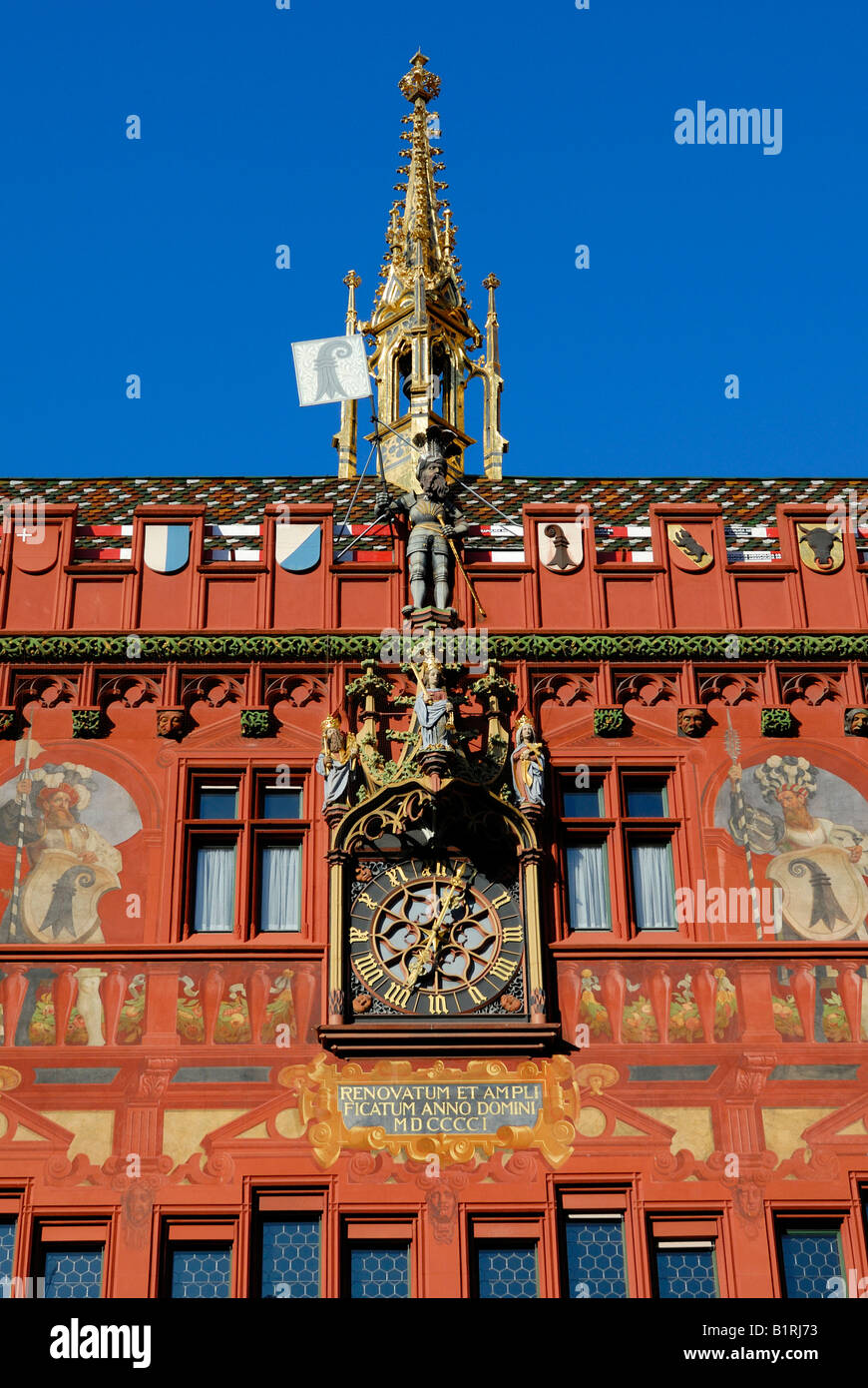Detail, Town Hall, Basel, Canton of Baselstadt, Switzerland, Europe ...