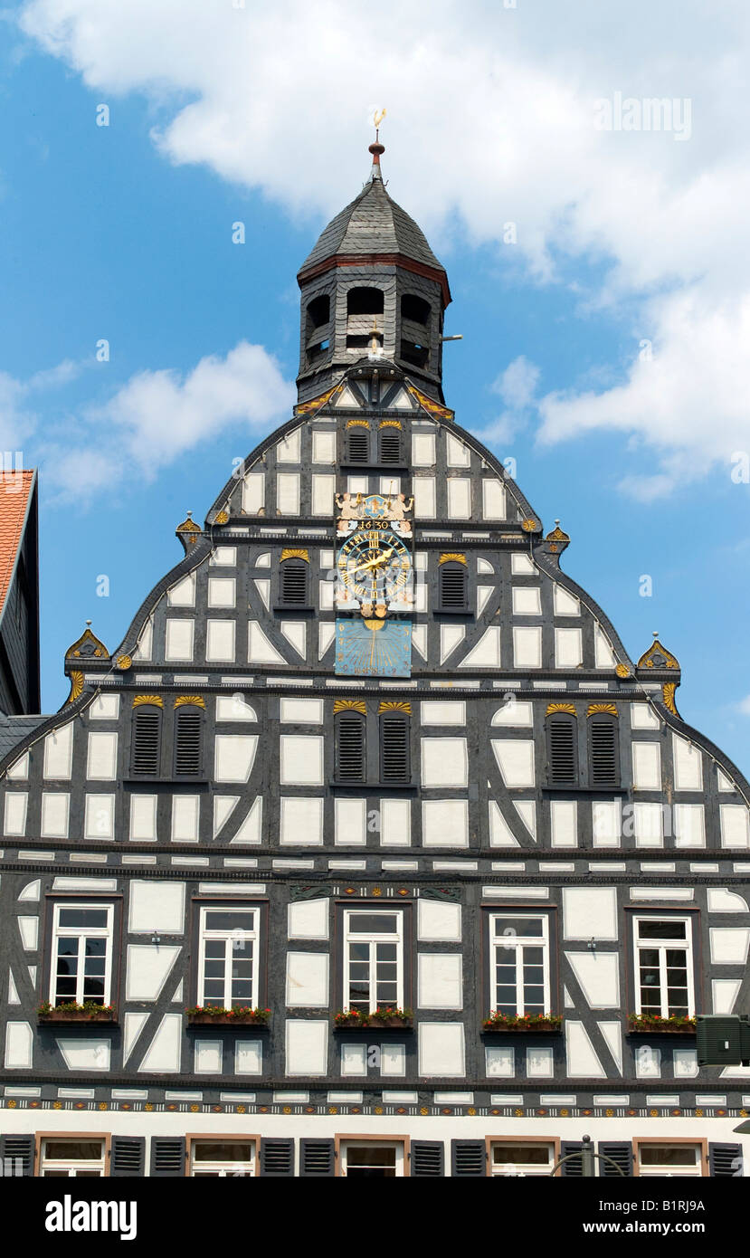 City hall, built 1559, half-timbered houses, Butzbach, Hesse, Germany ...