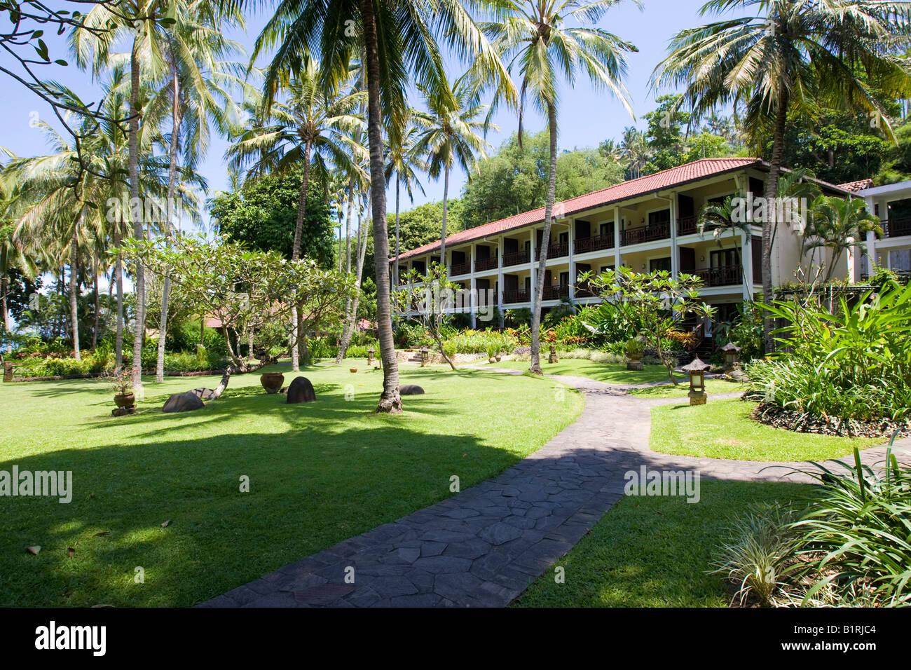 Gardens of the Sheraton Hotel near Senggigi, Lombok Island, Lesser ...