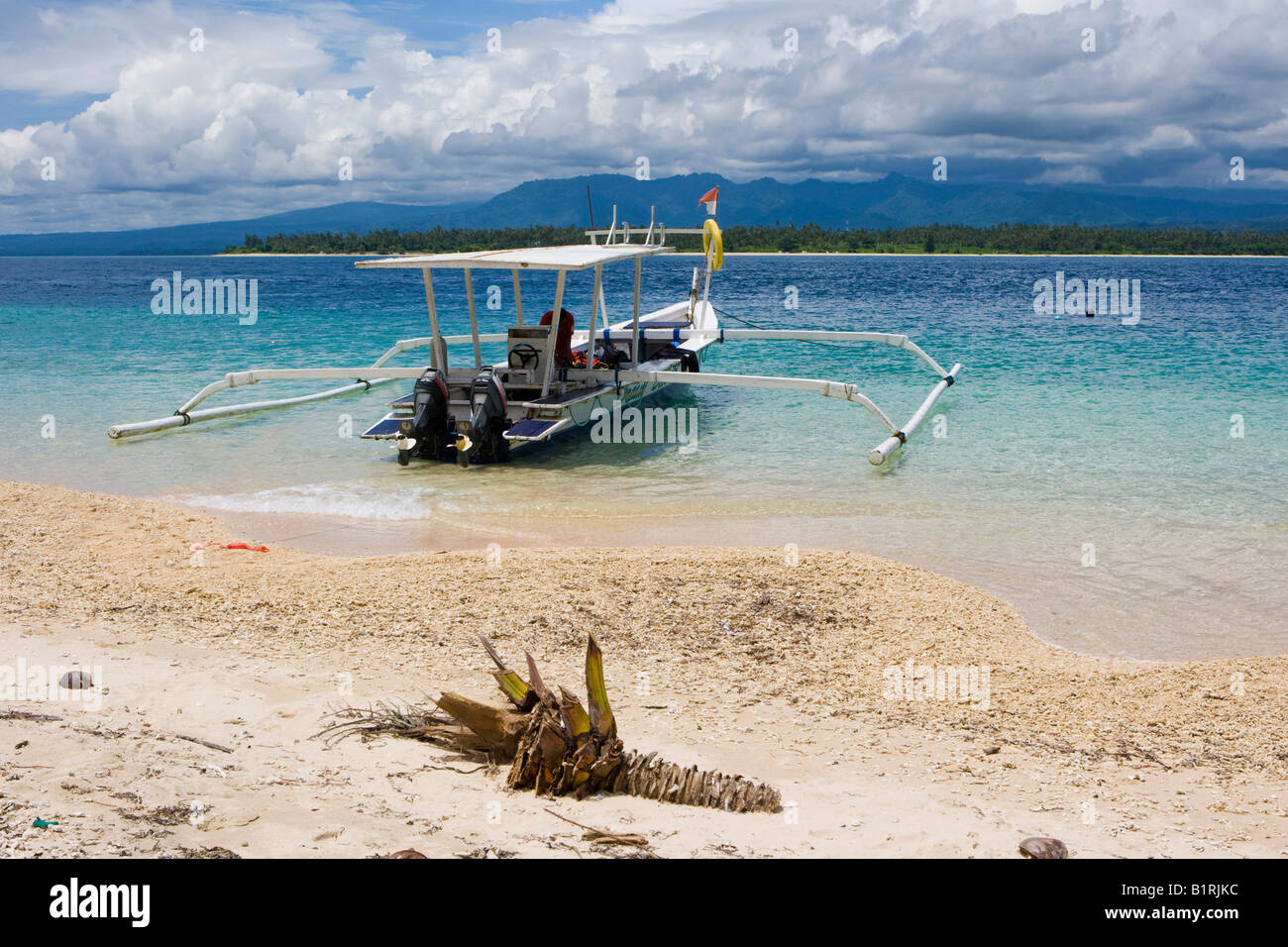 Diving boat on Gilli Trawangan Island, Lesser Sunda Islands, Indonesia ...