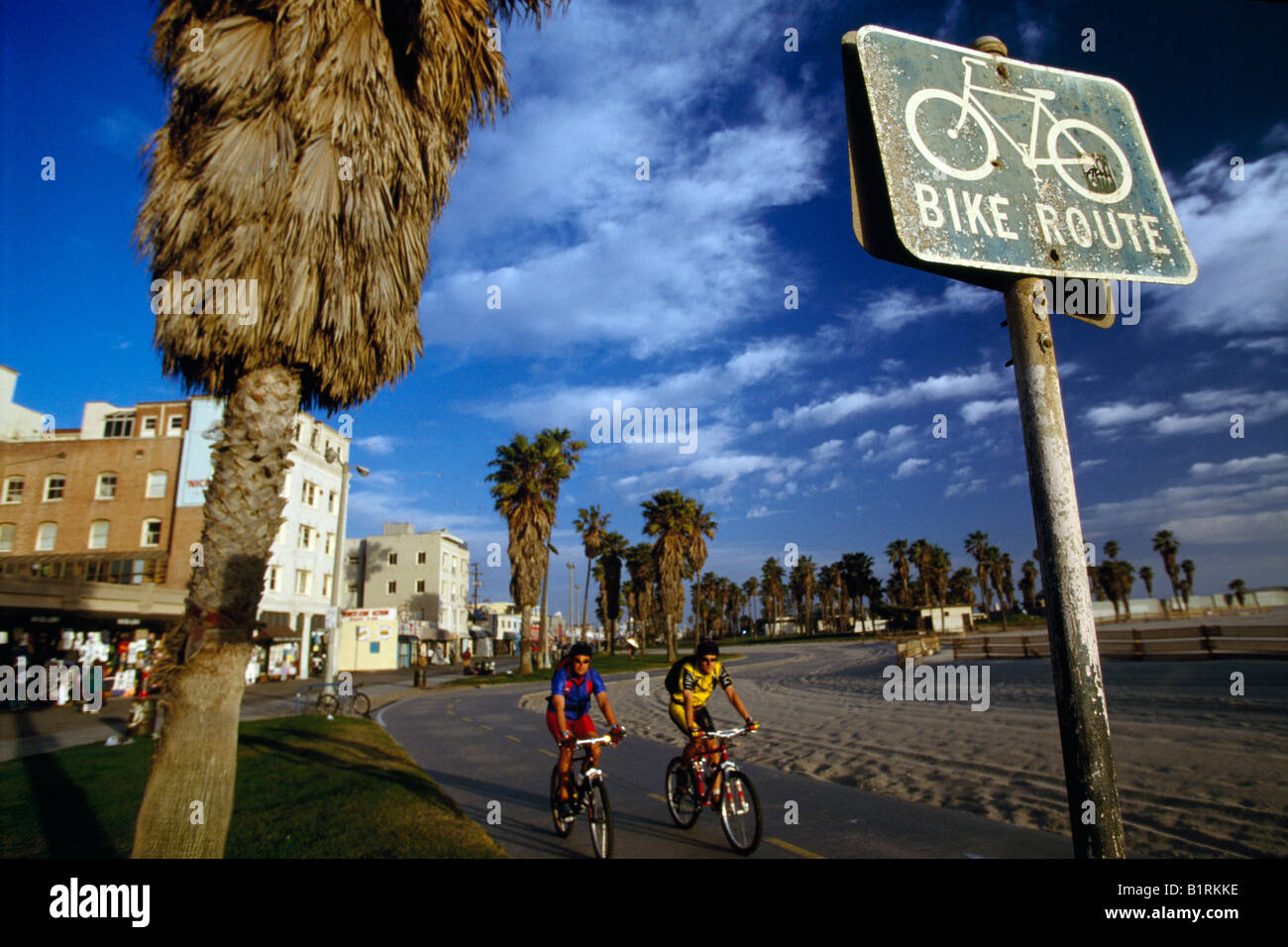 Biking, Venice Beach, Santa Monica, Los Angeles, California, USA Stock ...