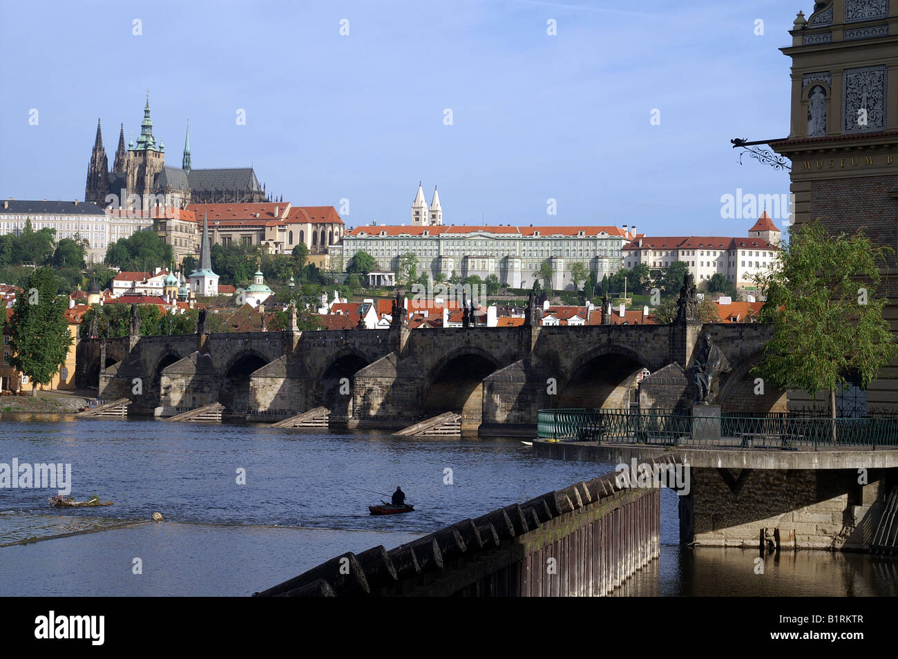 Charles 4th bridge St Vitus's cathedral and royal palace next to river Vltava Prague Stock Photo ...