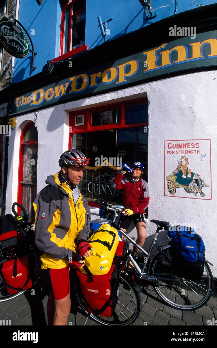 Bikers rest in front of an inn, Ballinasloe, Galway, Ireland Stock ...