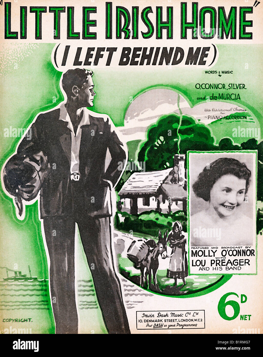 Little Irish Home I Left Behind Me 1937 Music sheet cover for a ballad ...