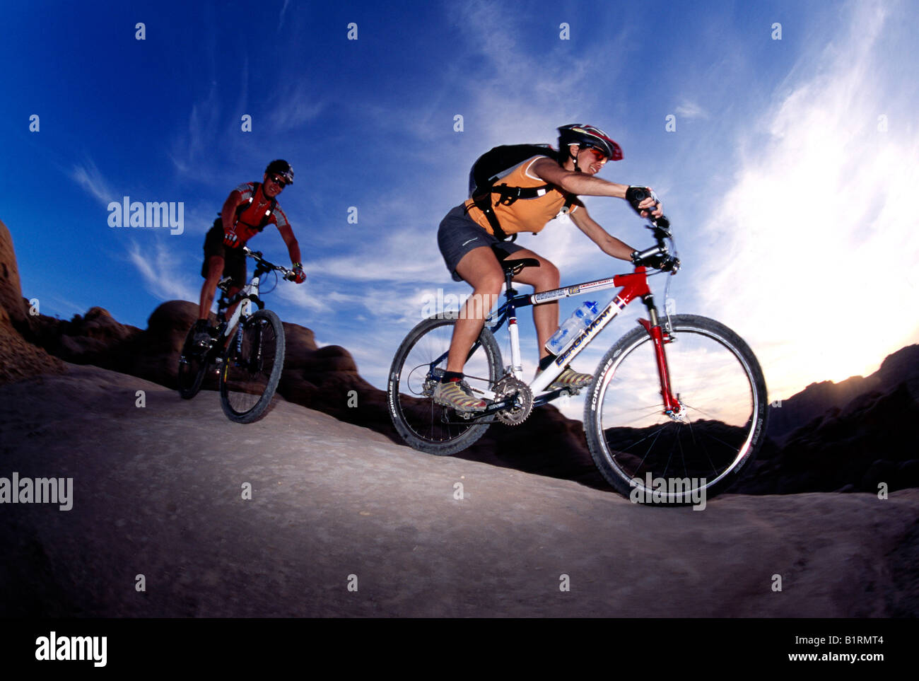 Mountain biker, Petra, Jordan, Asia Stock Photo - Alamy