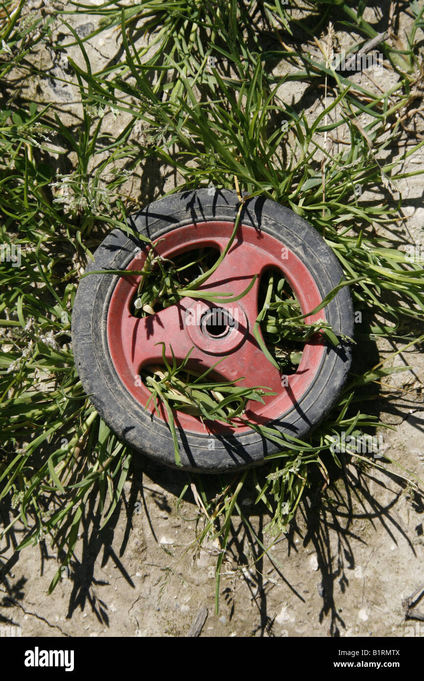 one small tyre wheel lost in countryside Stock Photo - Alamy