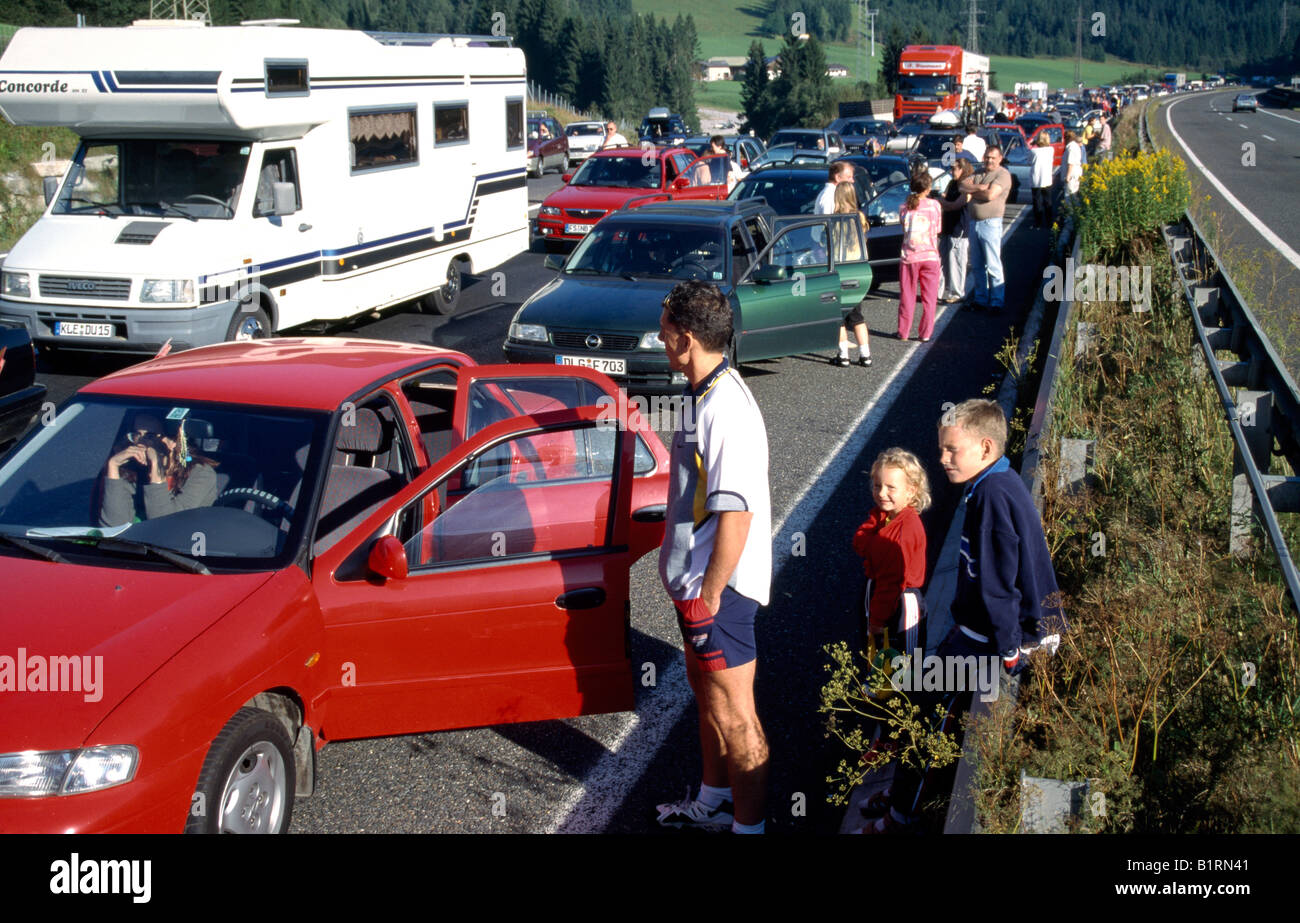 Traffic jam, Tauern Autobahn, State of Salzburg, Austria Stock Photo ...