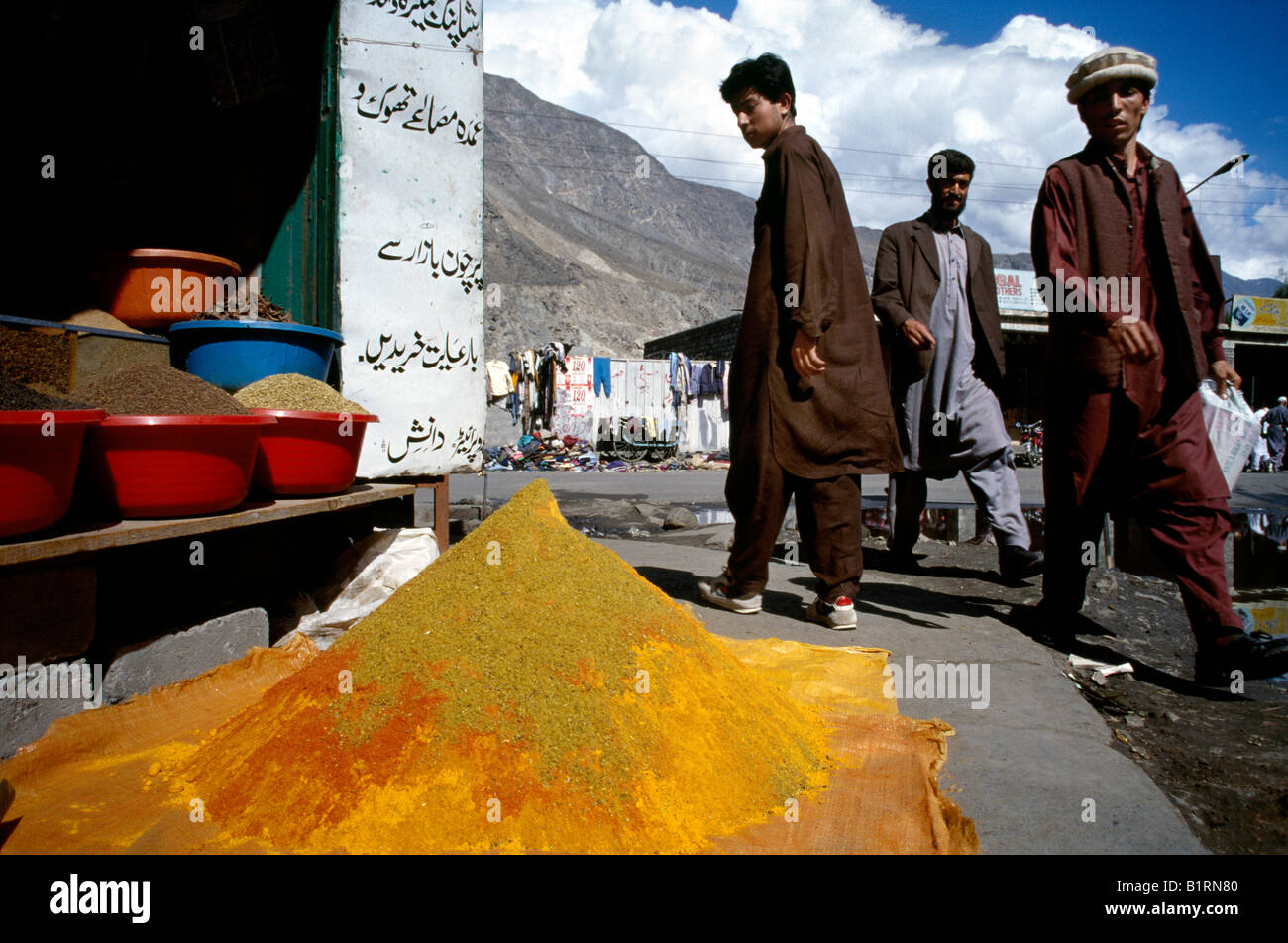 Market for spices, Gilgit, Northern Provinces, Pakistan, Asia Stock ...