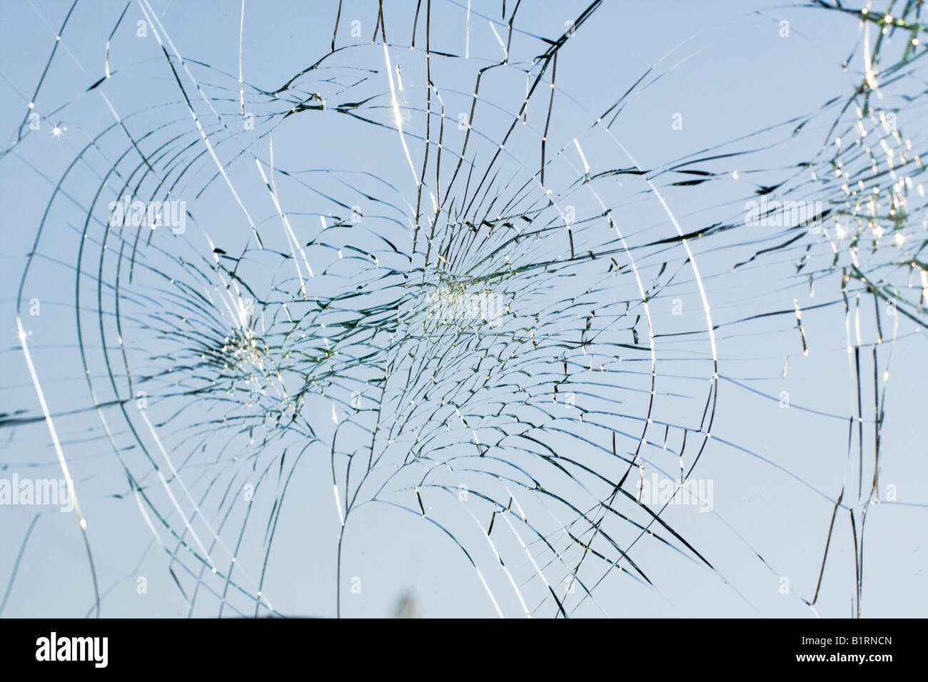 web of splits on the triplex windscreen Stock Photo - Alamy