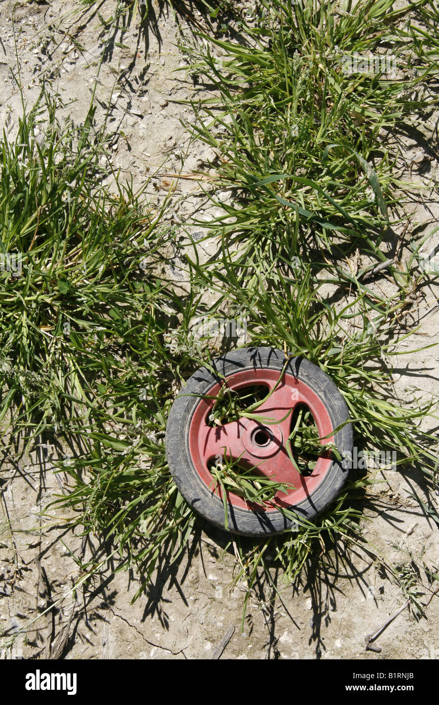one small tyre wheel lost in countryside Stock Photo - Alamy