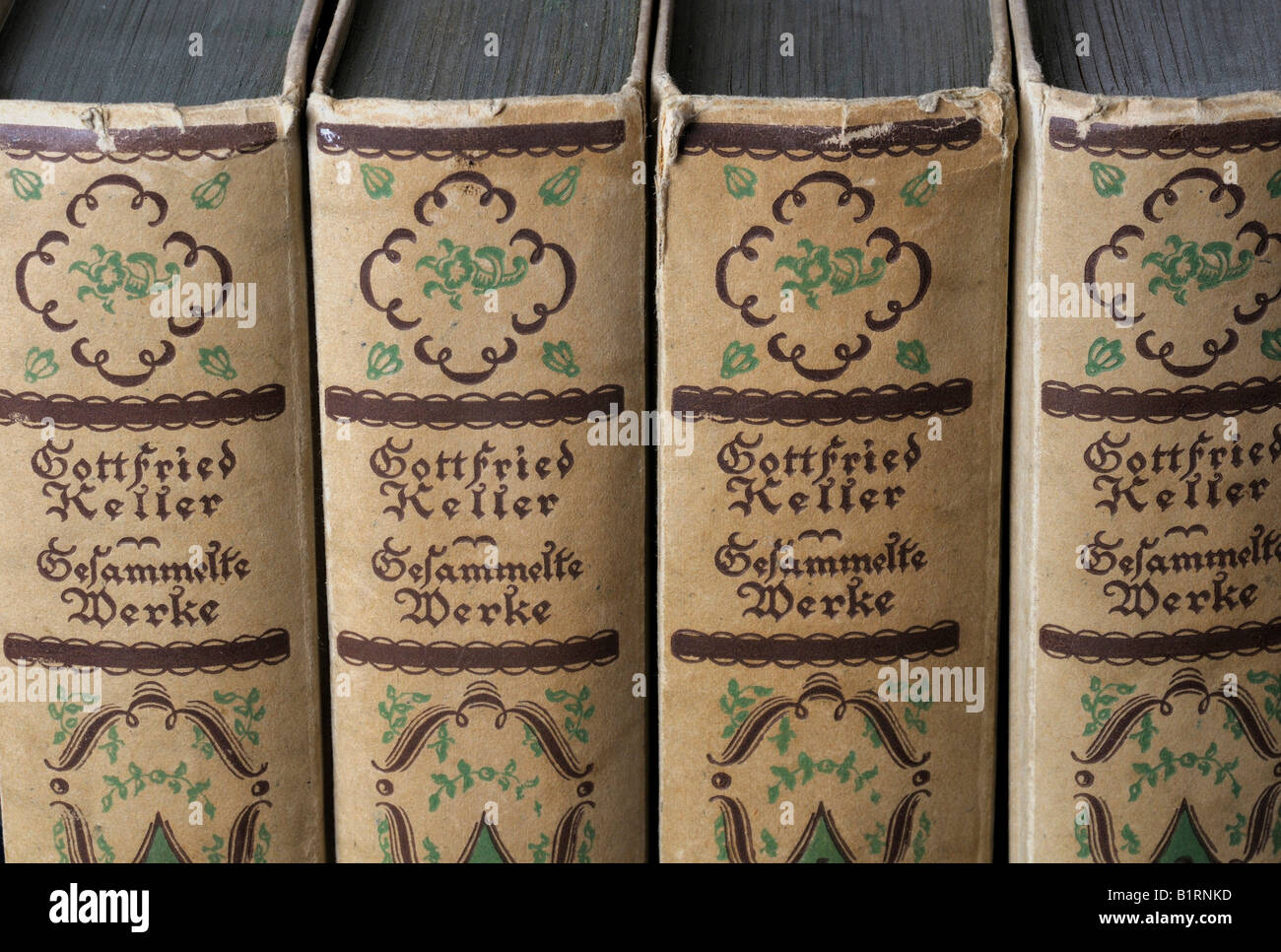 Old books, collected works of Gottfried Keller Stock Photo - Alamy
