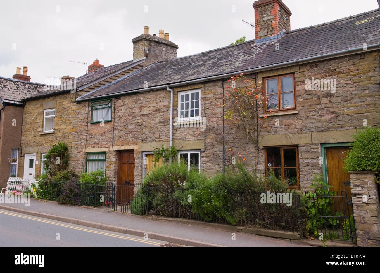 Traditional Victorian terraced cottages in Hay on Wye Powys Wales UK EU ...
