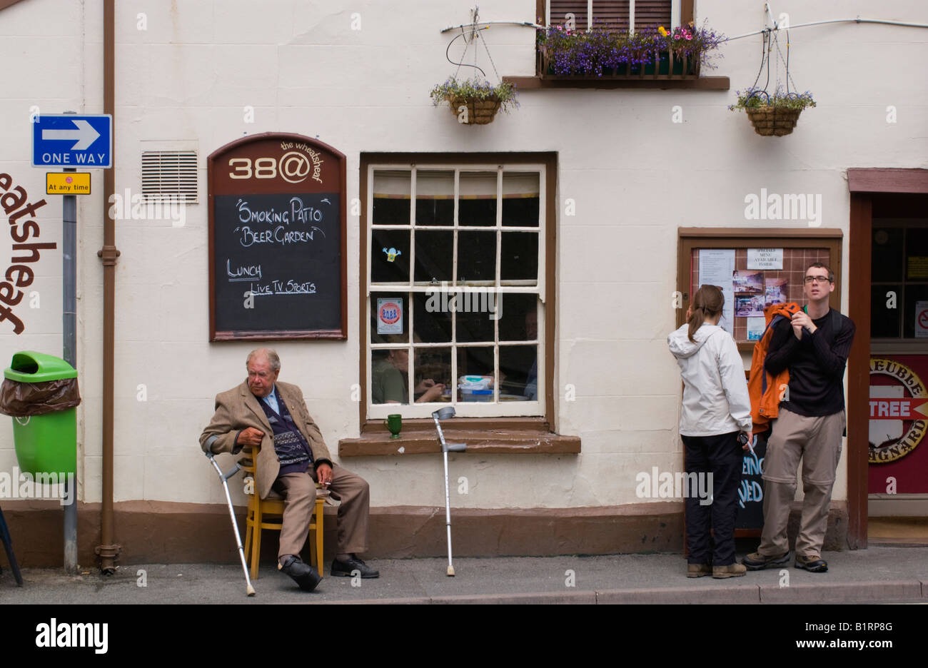 Exterior of Wheatsheaf pub in Hay on Wye Powys Wales UK EU the town is ...