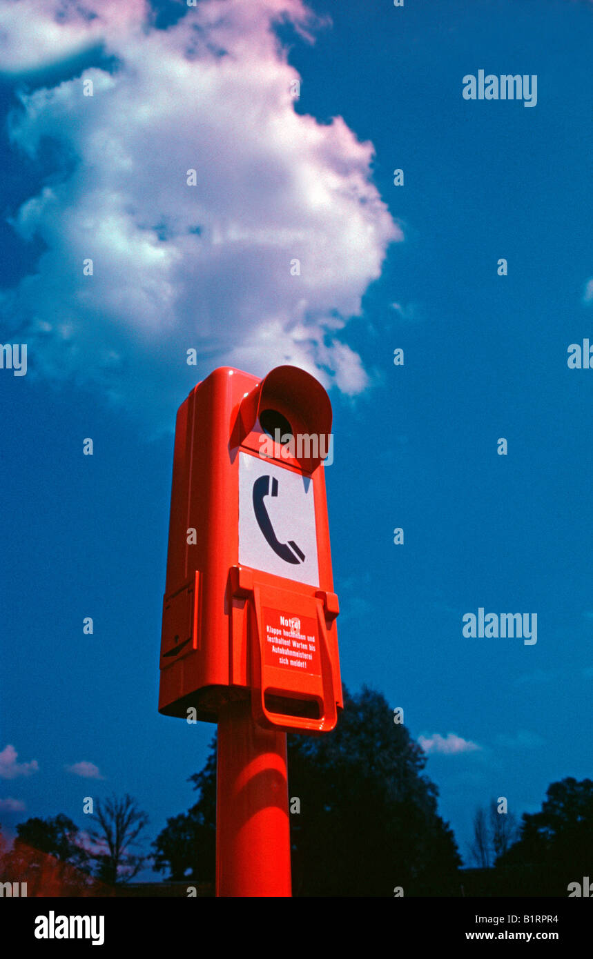 emergency orange phone on motorway in Germany near Ochtrop Stock Photo ...