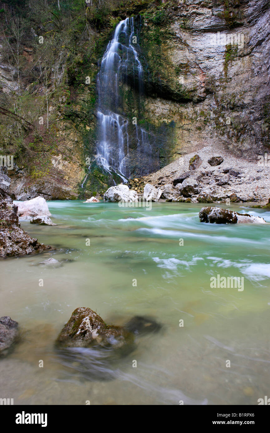 Waterfall in Tiefenbachklamm Gorge, Brandenberger Ache River, Kramsach ...