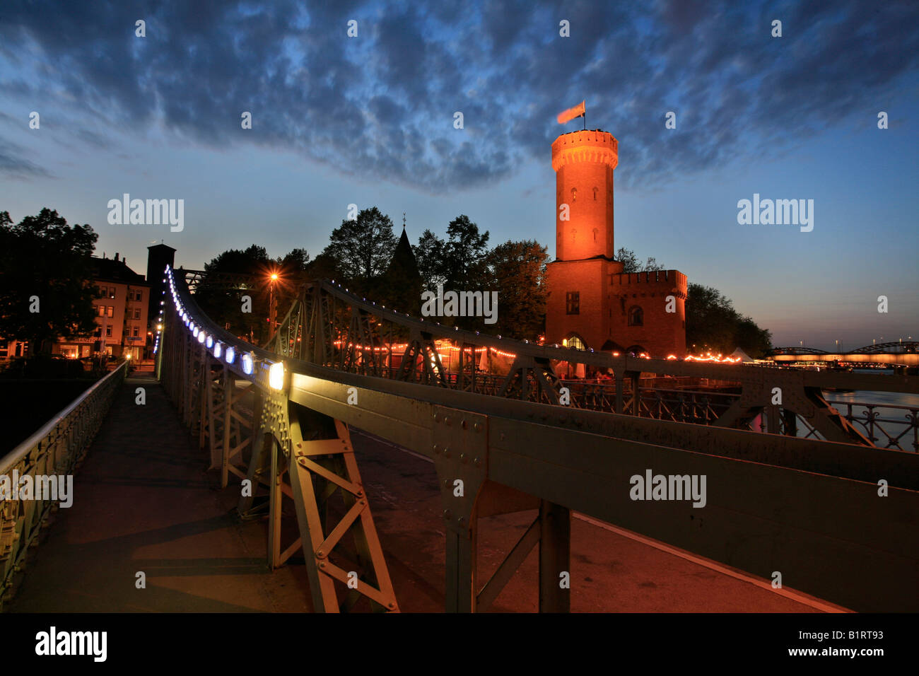 Malakoff Turm, Malakoff Tower and swing-bridge above Rheinauhafen ...