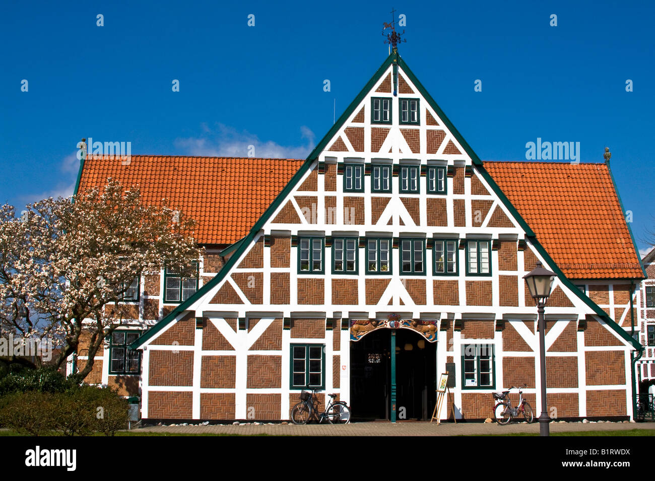 Historic timber framed, timber-frame town hall, Jork, Altes Land, Lower ...