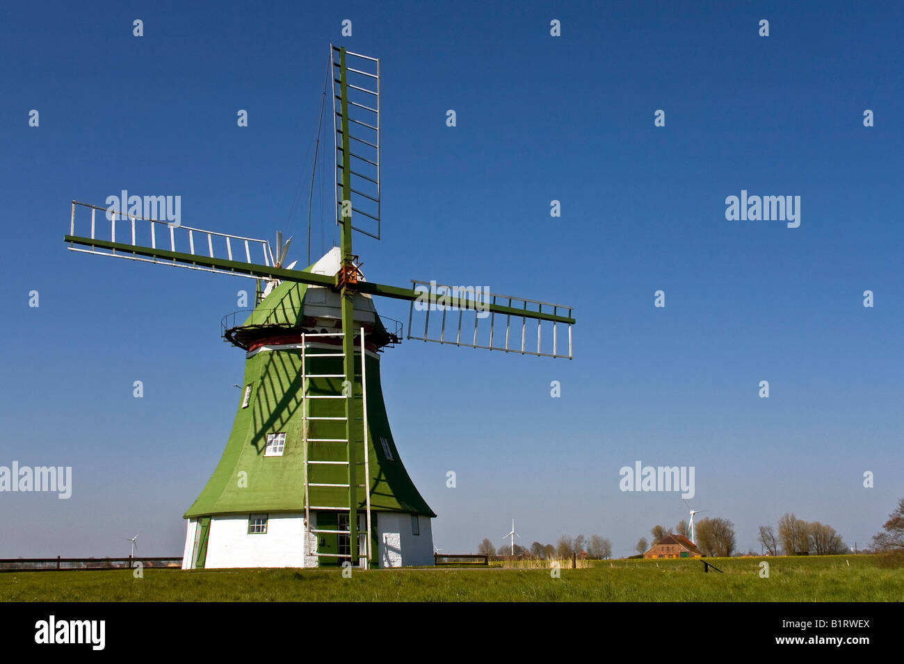 The Erdhollaender, an historic Dutch windmill near Wittmund, East ...