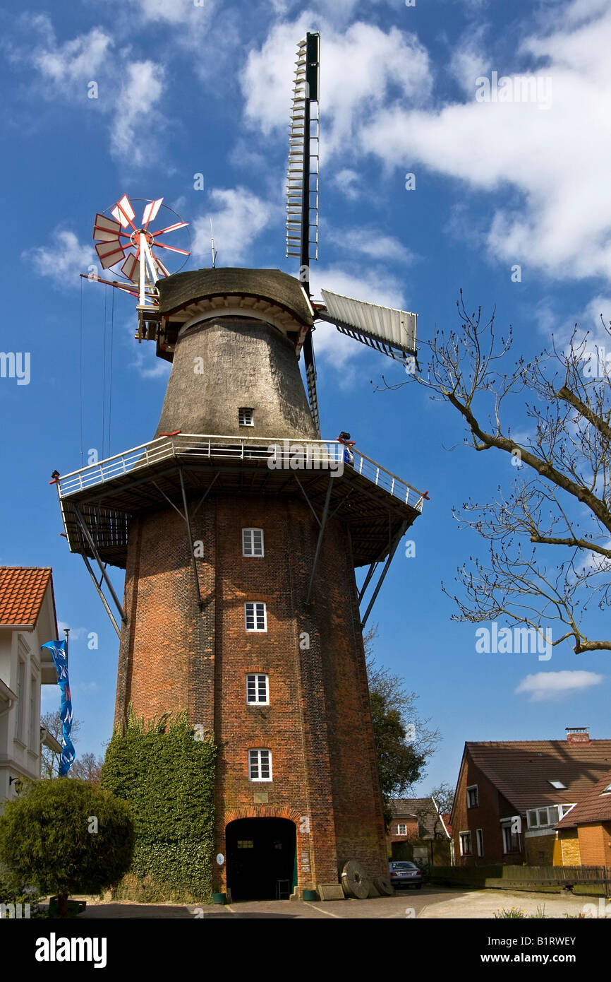 The Stiftsmuehle, an historic Dutch windmill with wind rose, near ...