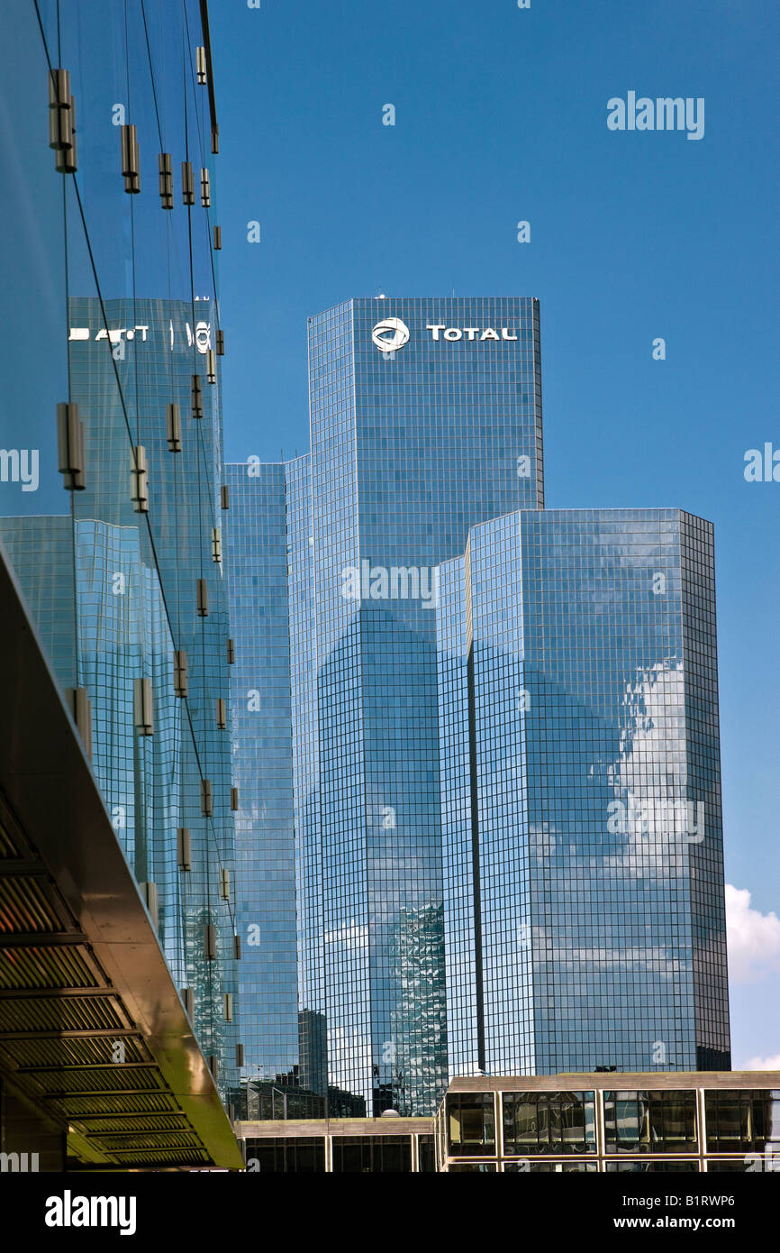 Office tower of the French oil company Total in La Defense near Paris ...