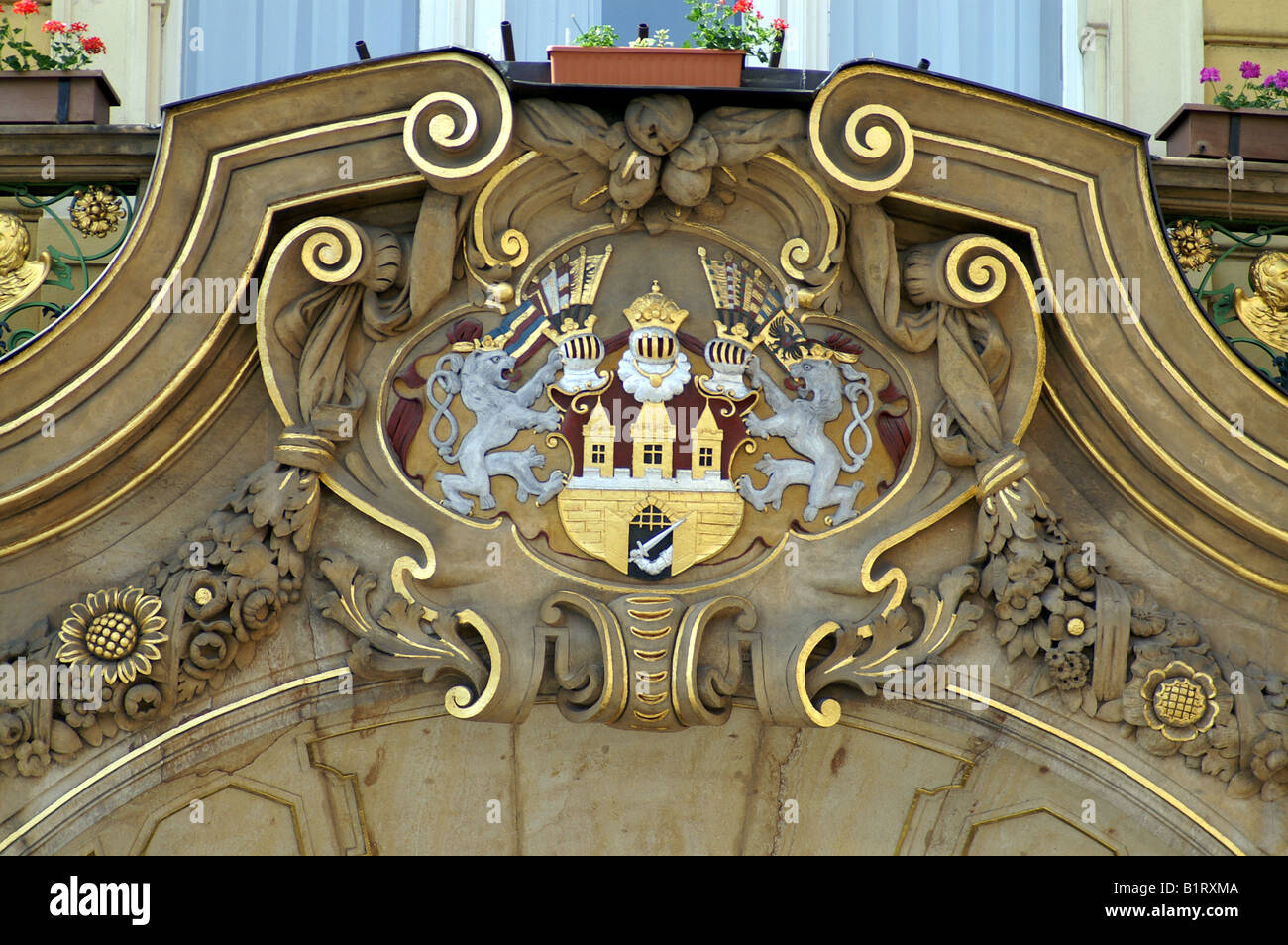 Coat of arms Old town square Stock Photo - Alamy