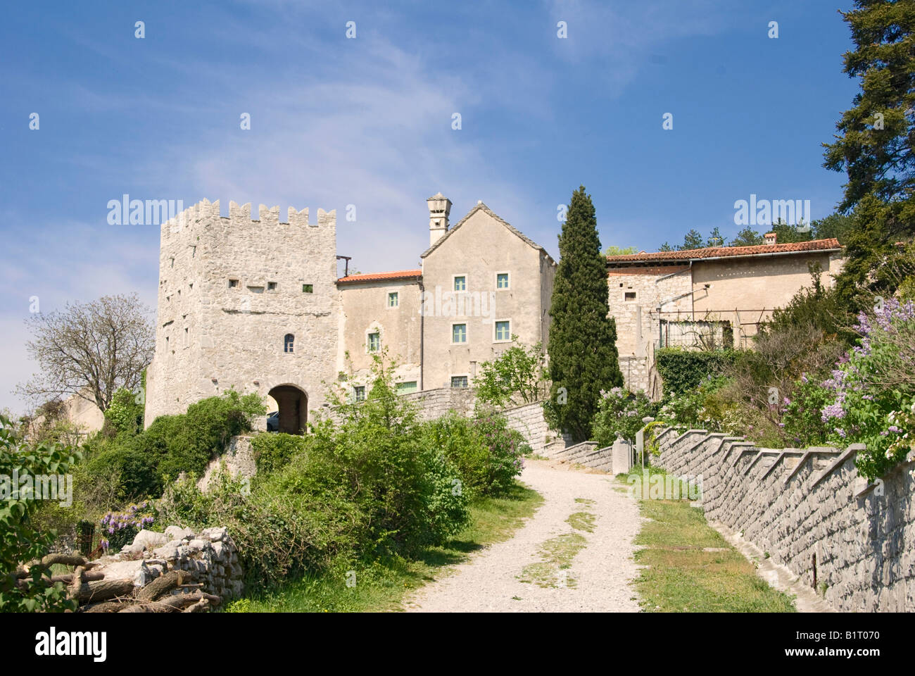 Castle, castle gate, Stanjel, Kras Plateau, Slovenia, Europe Stock ...