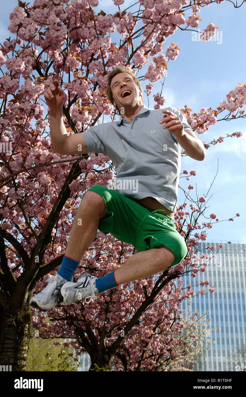Man leaps joyfully in hi-res stock photography and images - Alamy