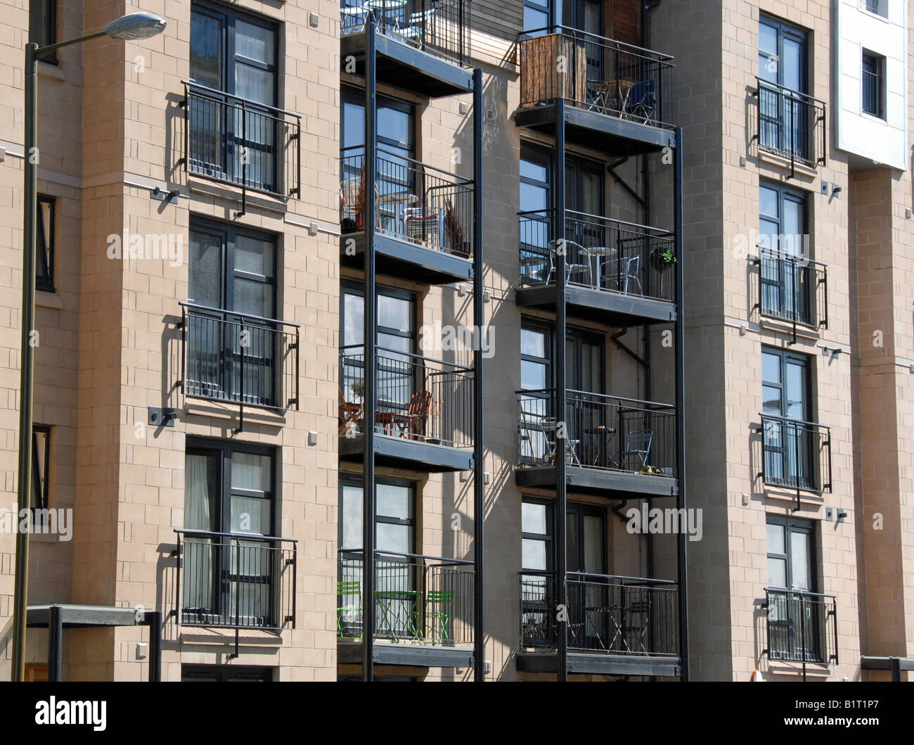 Modern flats with balconies Stock Photo - Alamy