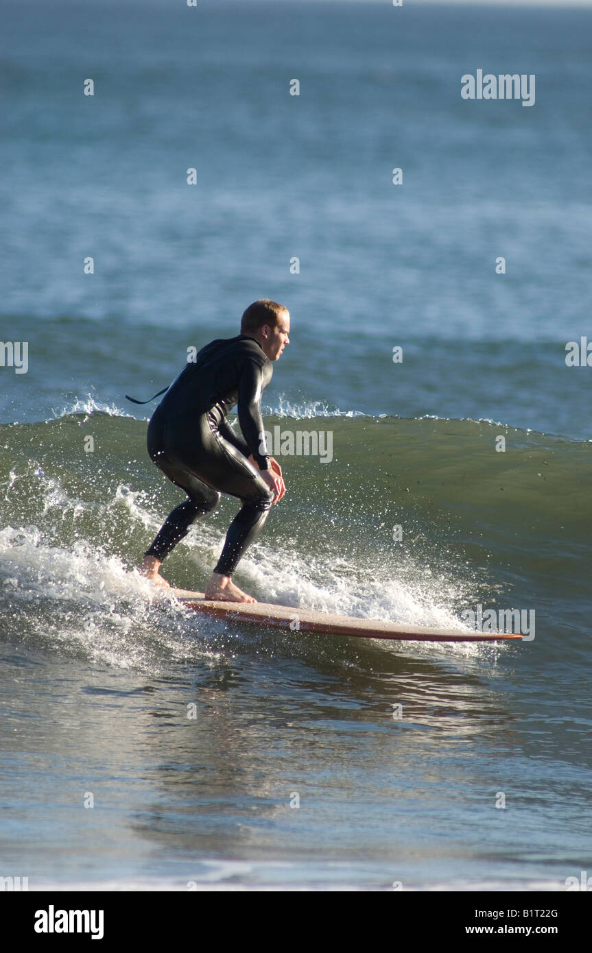 Longboarders Surfing Langland Bay Gower Stock Photo - Alamy