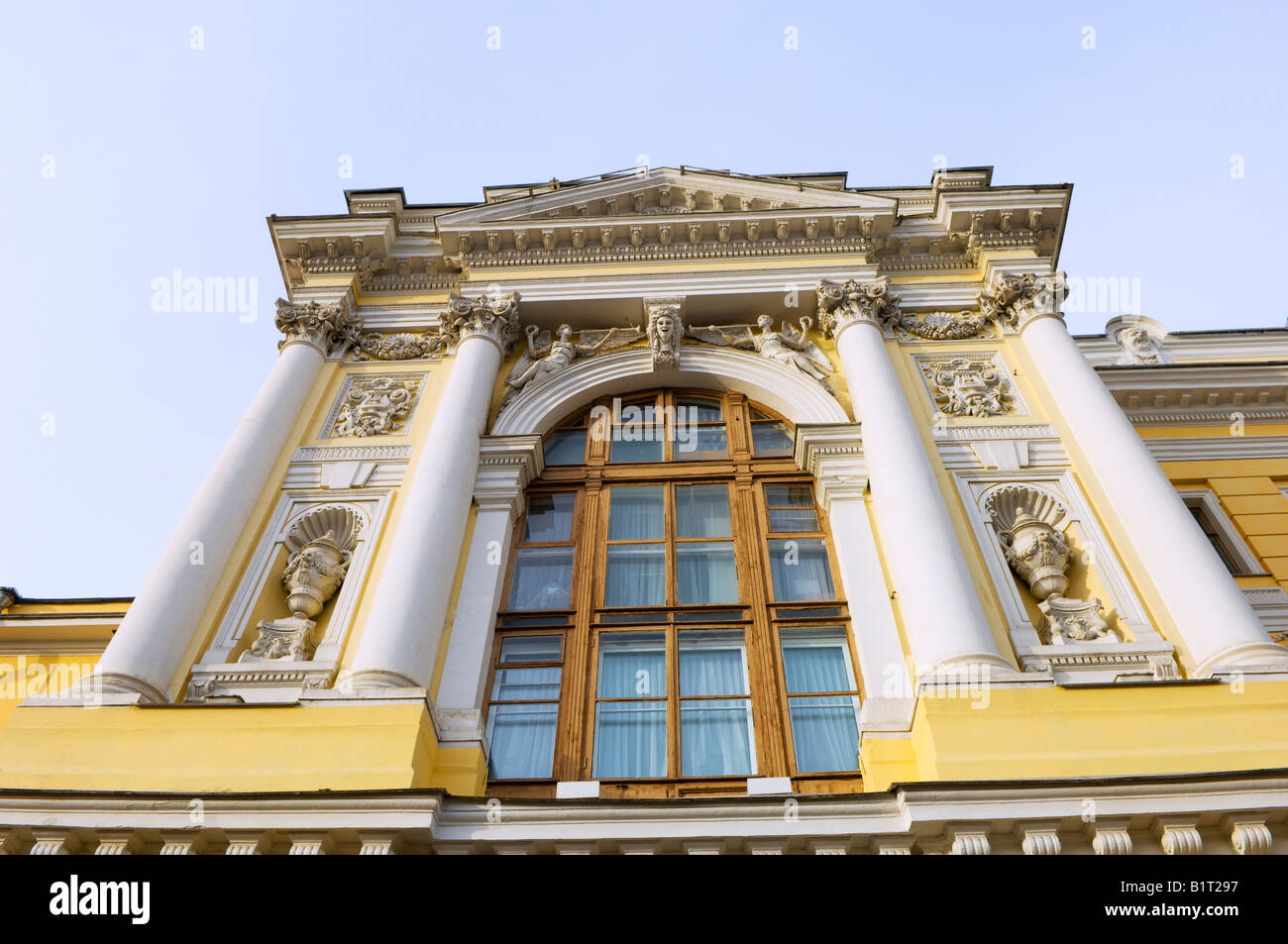 Detail of Neoclassical architecture in Theatre Square Moscow Russian ...