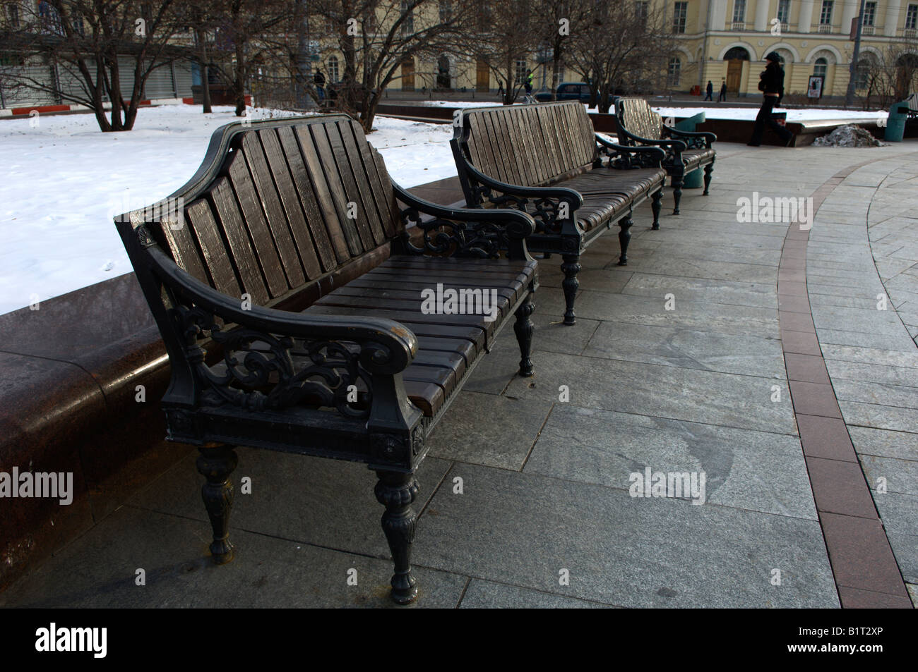 Park benches Theatre Square Moscow Russian Federation Stock Photo - Alamy