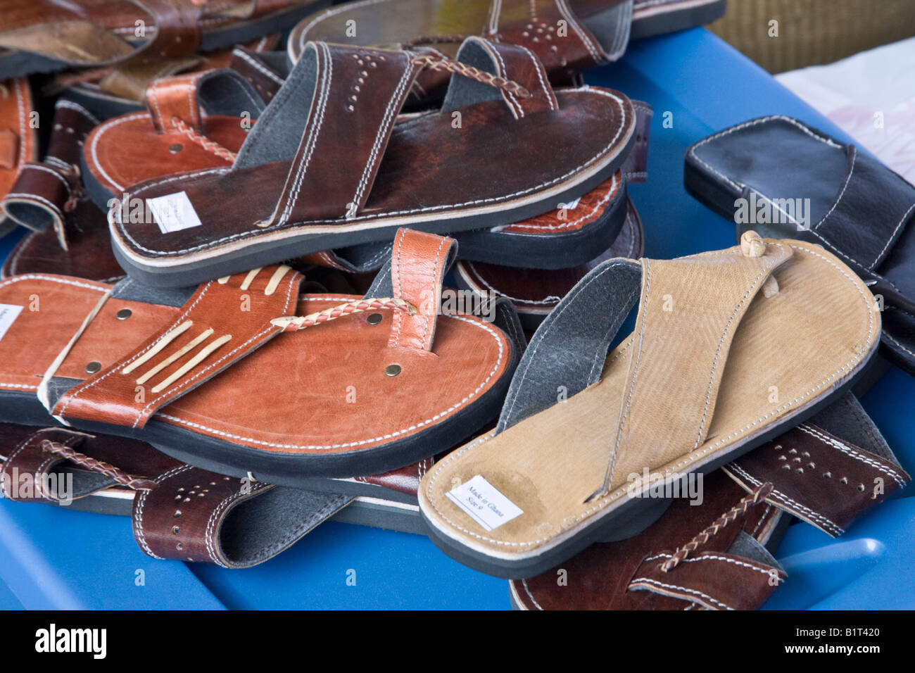 Sandals from Ghana at a multi-cultural festival Stock Photo - Alamy