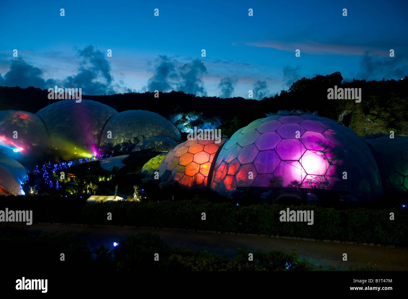 The Eden Project Biomes at Night Stock Photo - Alamy