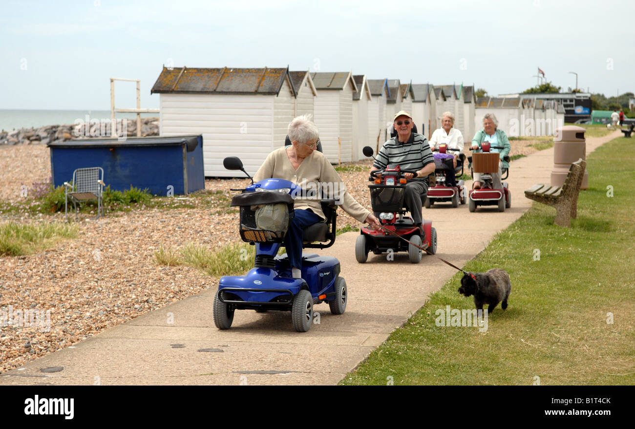 Pensioners out on their mobility buggies along the seafront at Goring ...