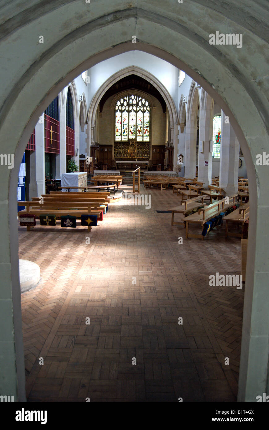interior of the church of st mary, mortlake, southwest london , seen ...