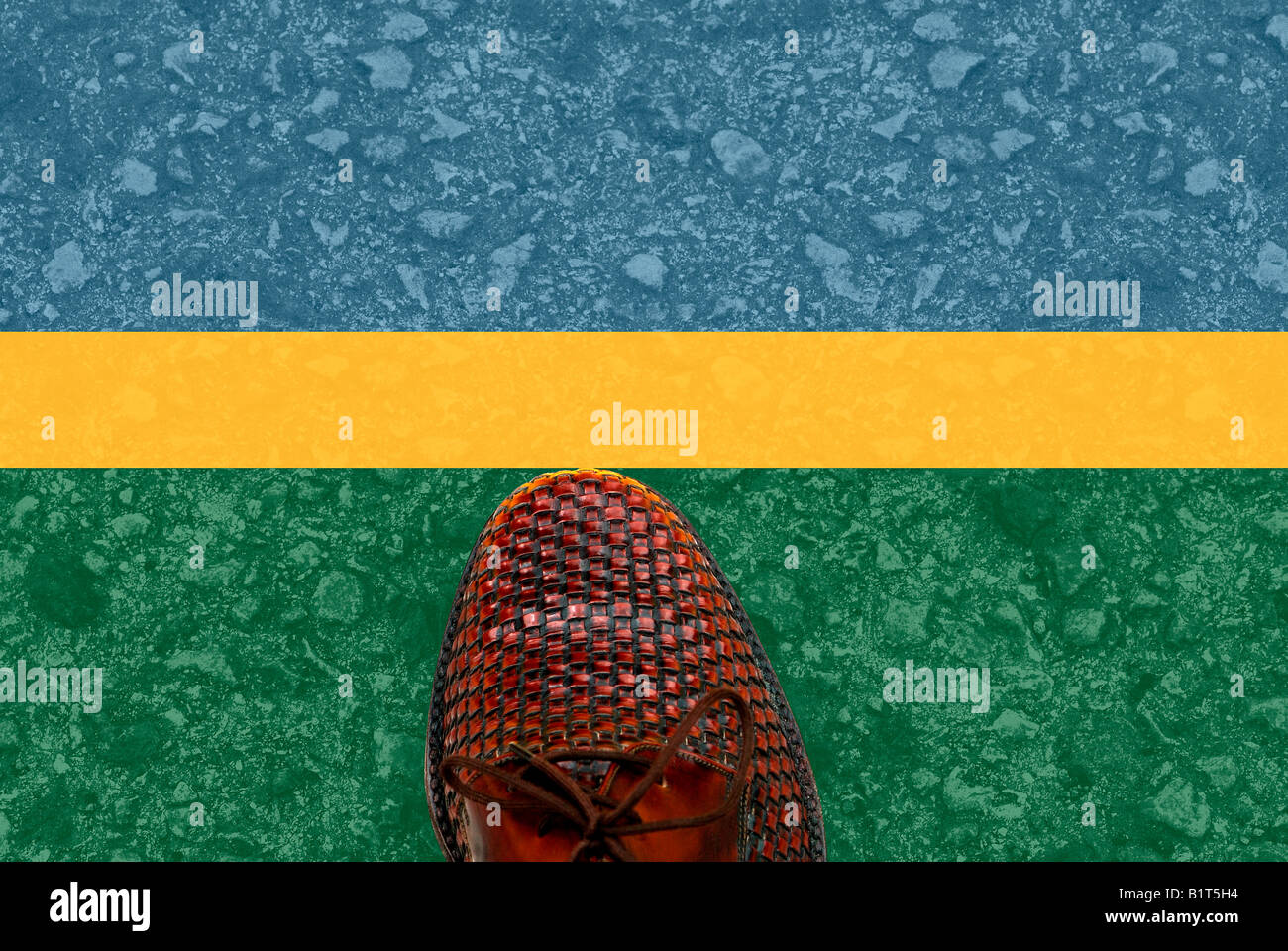 toeing the line mens shoe Stock Photo - Alamy