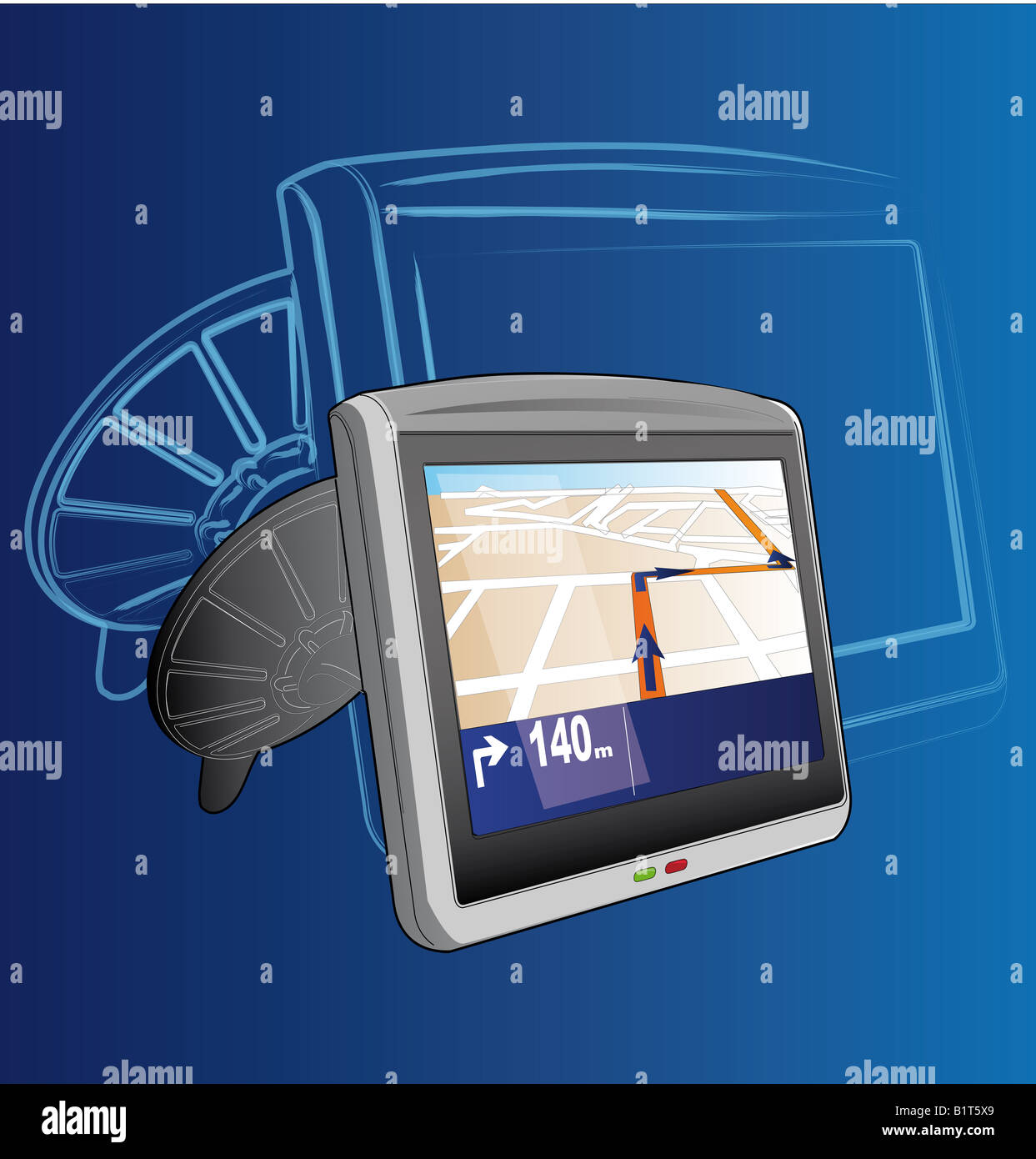 Illustration of a car gps Stock Photo - Alamy
