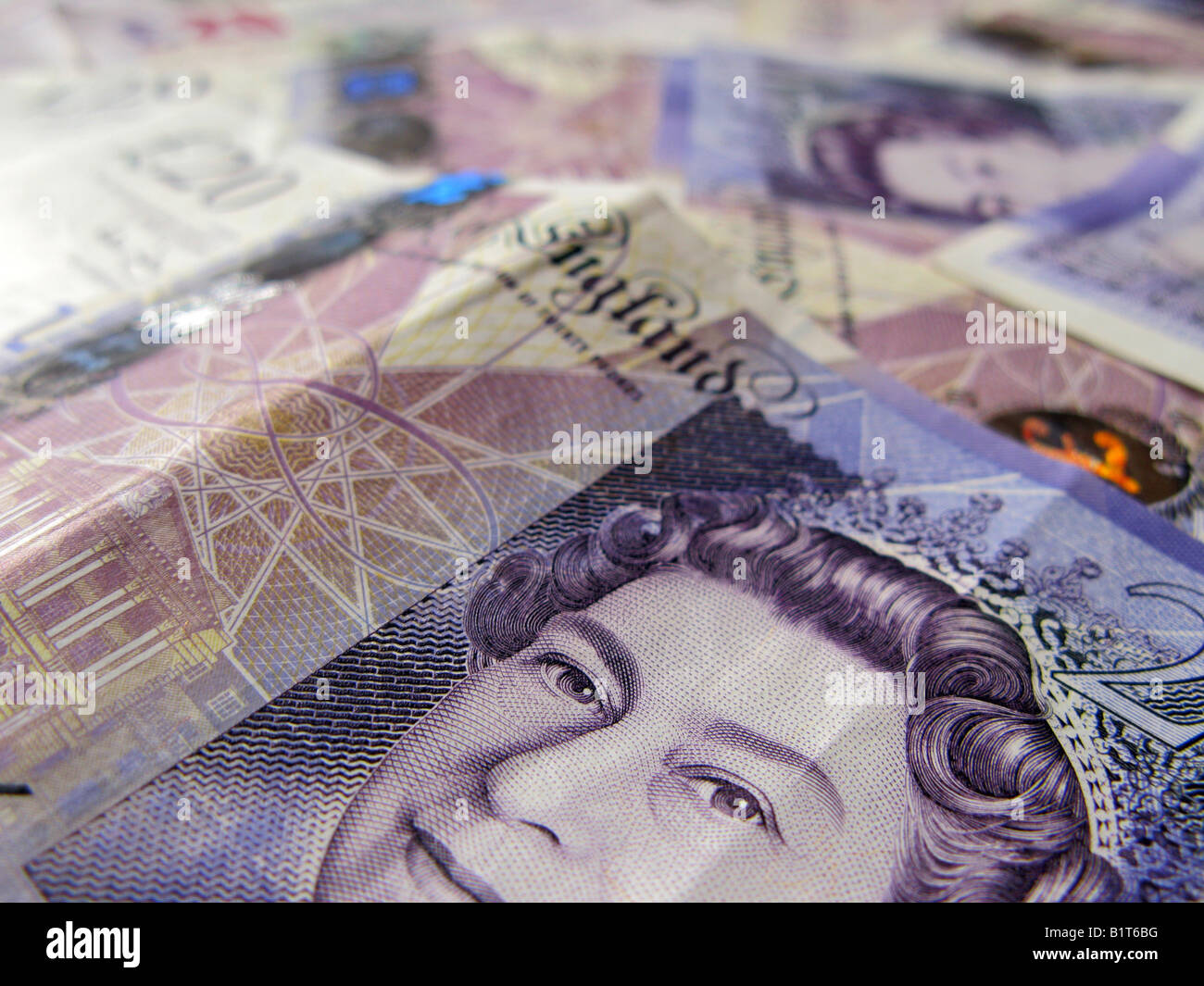 twenty pond notes close up Stock Photo - Alamy