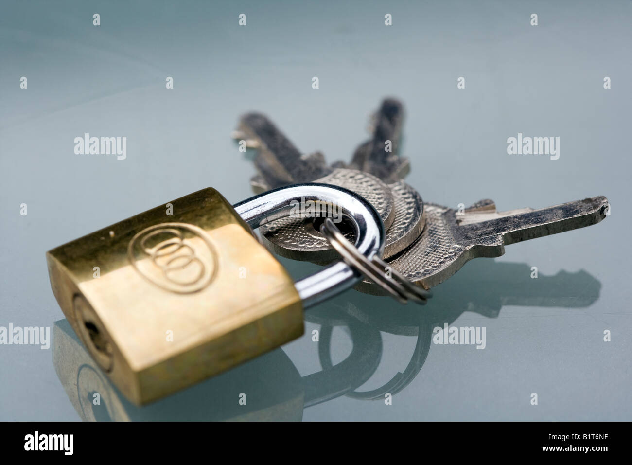 Brass padlock and three keys, ideal to lock up and secure items of ...