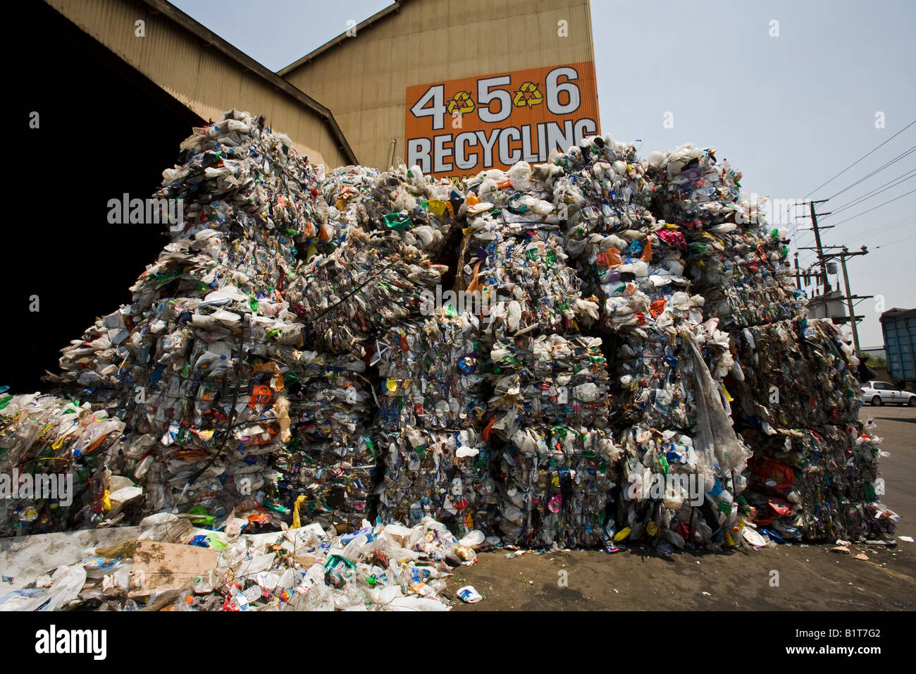 Paper piles Recycling Facility Los Angeles California United States of ...