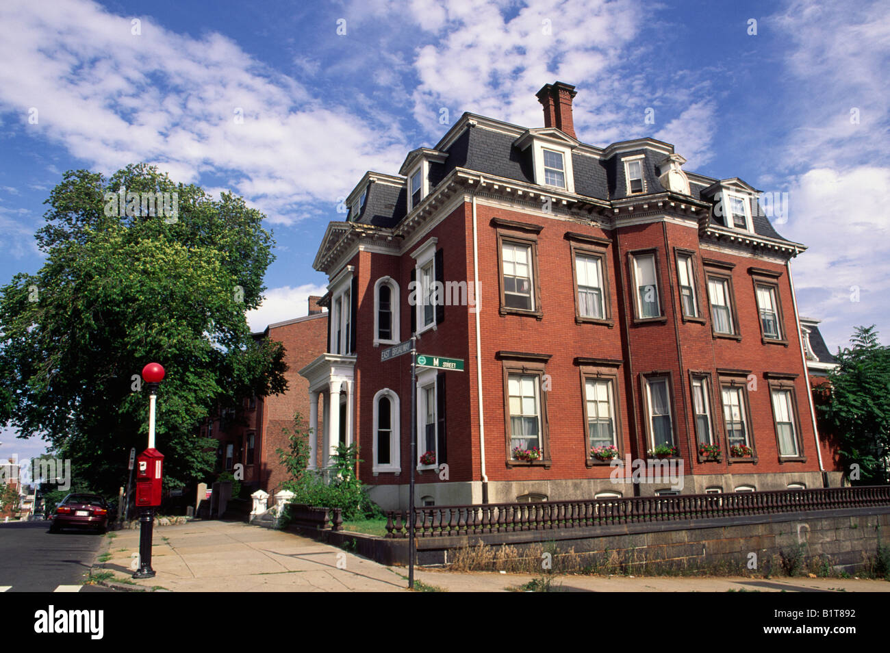 Red brick mansion, South Boston, Massachusetts Stock Photo - Alamy