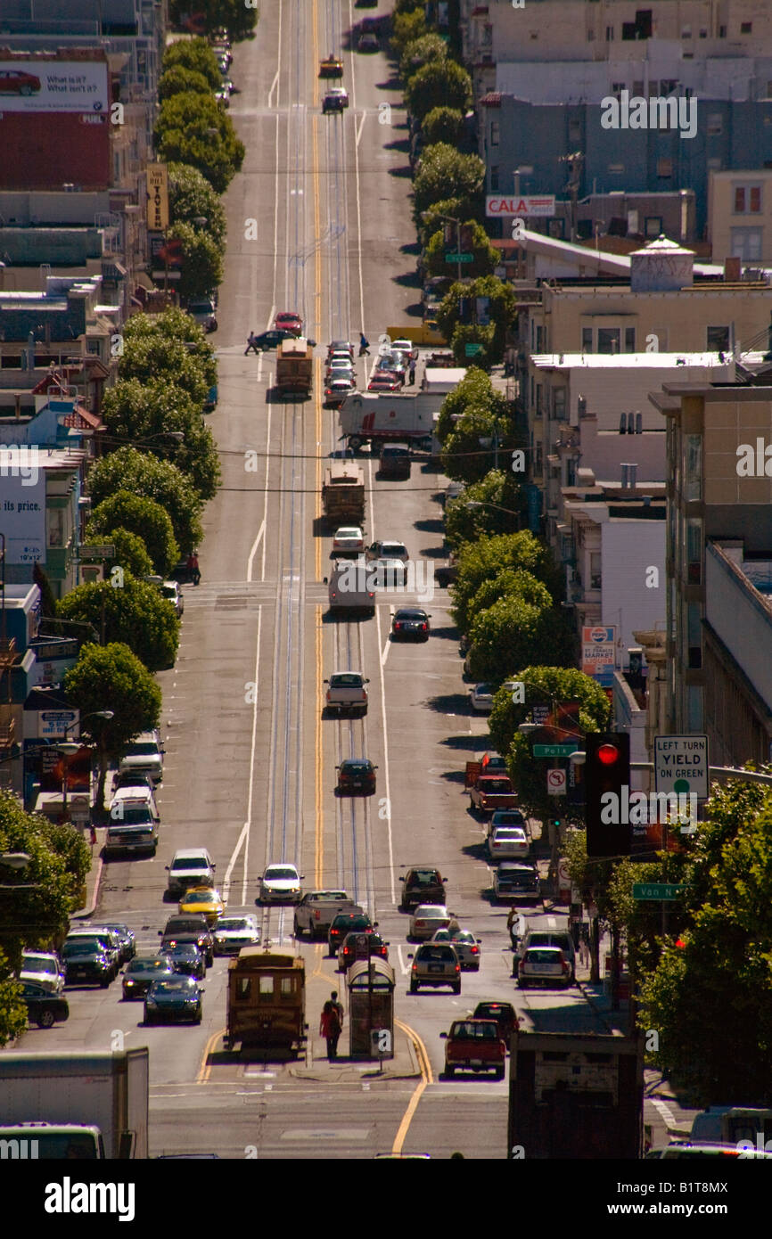 Cable cars share the steep Eastbound slope of San Francisco s ...