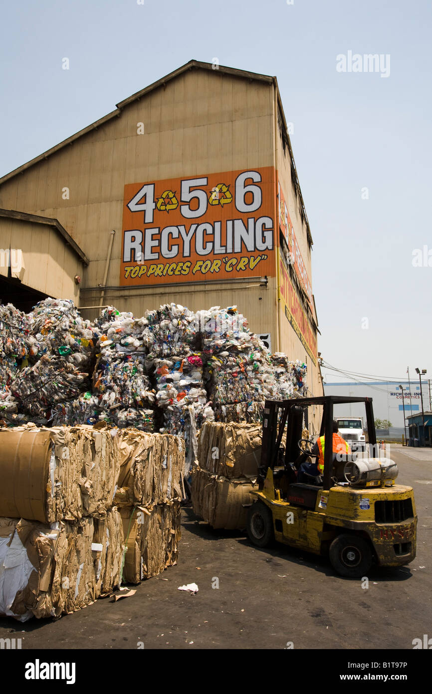 Paper piles Recycling Facility Los Angeles California United States of ...