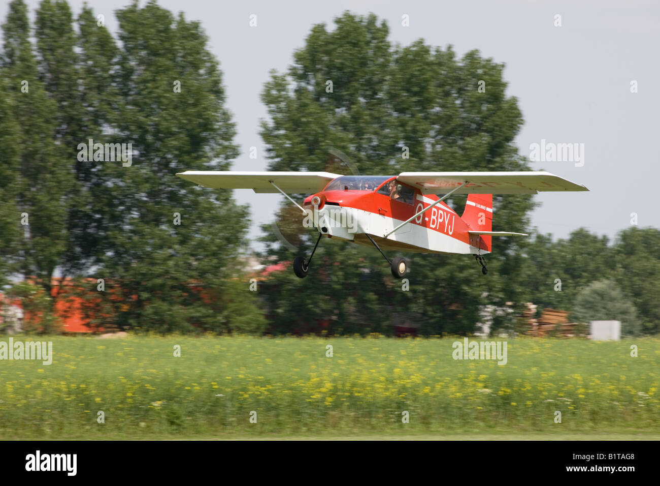 Wittman W8 Tailwind G-BPYJ in flight after take-off from Breighton ...