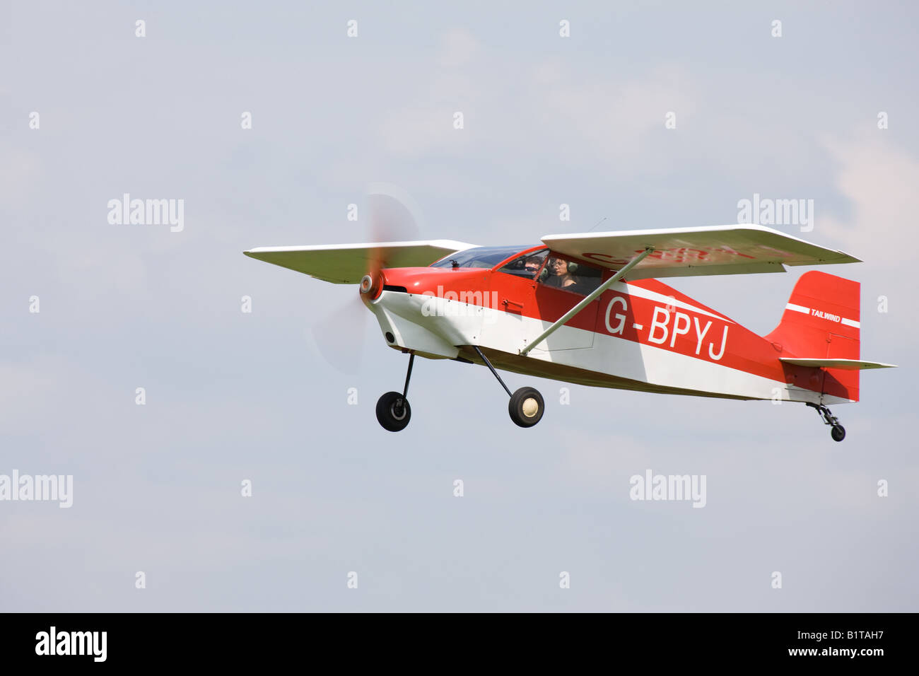 Wittman W8 Tailwind G-BPYJ in flight after take-off from Breighton ...