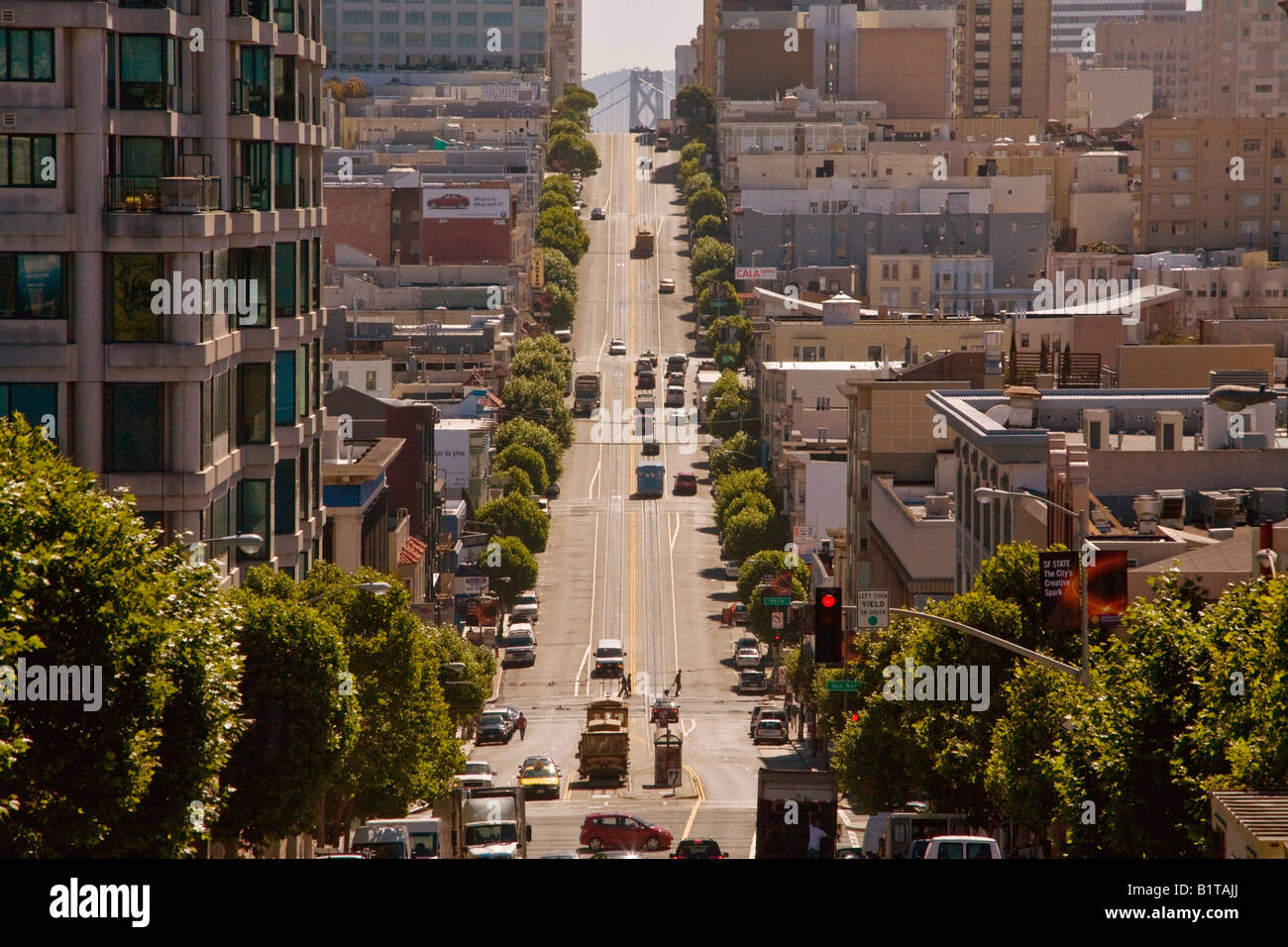 Cable cars share the steep Eastbound slope of San Francisco s ...