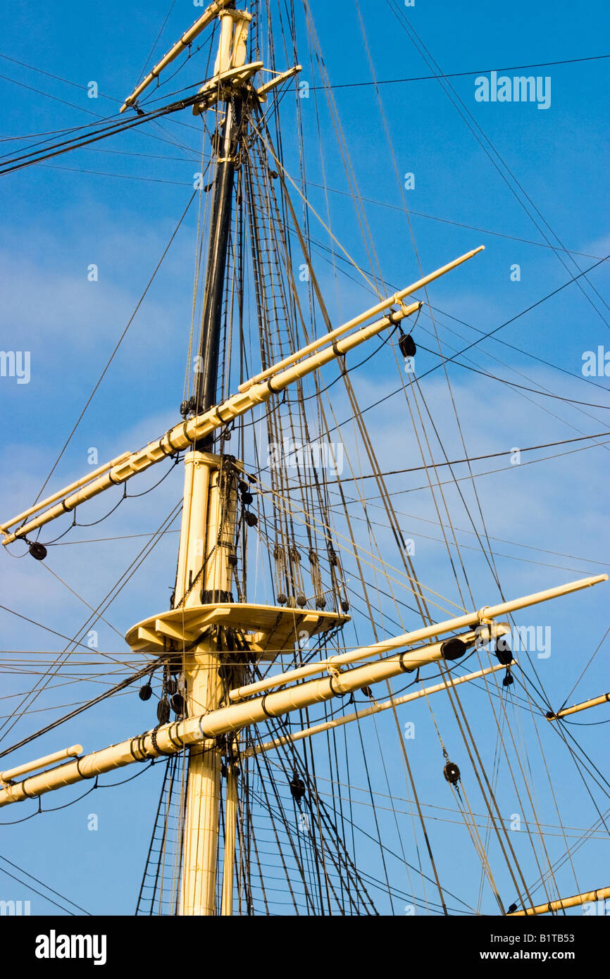 Rigging on a old frigate Stock Photo - Alamy