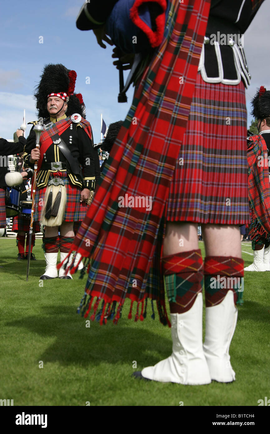 Village of Braemar, Scotland. Pipe Major competing in the pipe band ...
